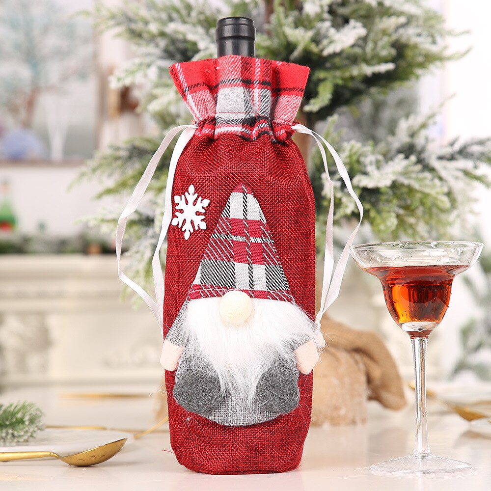 Sckday Red Gray Christmas Nordic Santa style Wine ... – Grandado