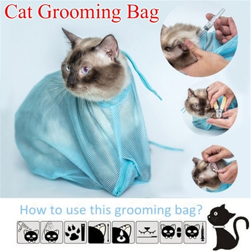 Cat Grooming Bath Bag Mesh Cat Washing Bag Biting ... – Vicedeal