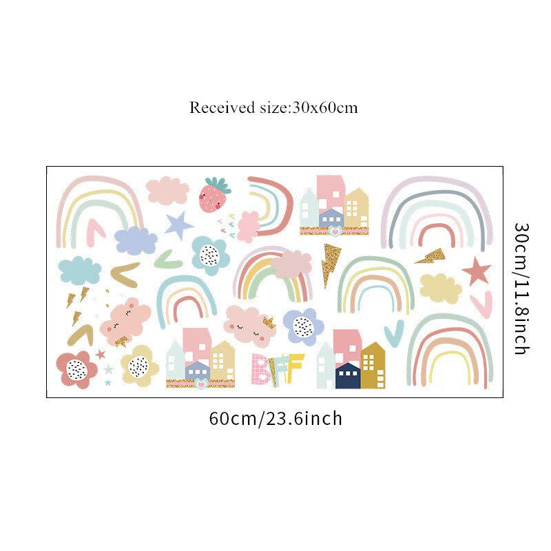 Cartoon Rainbow Cloud Wall Stickers Room Decoratio... – Grandado