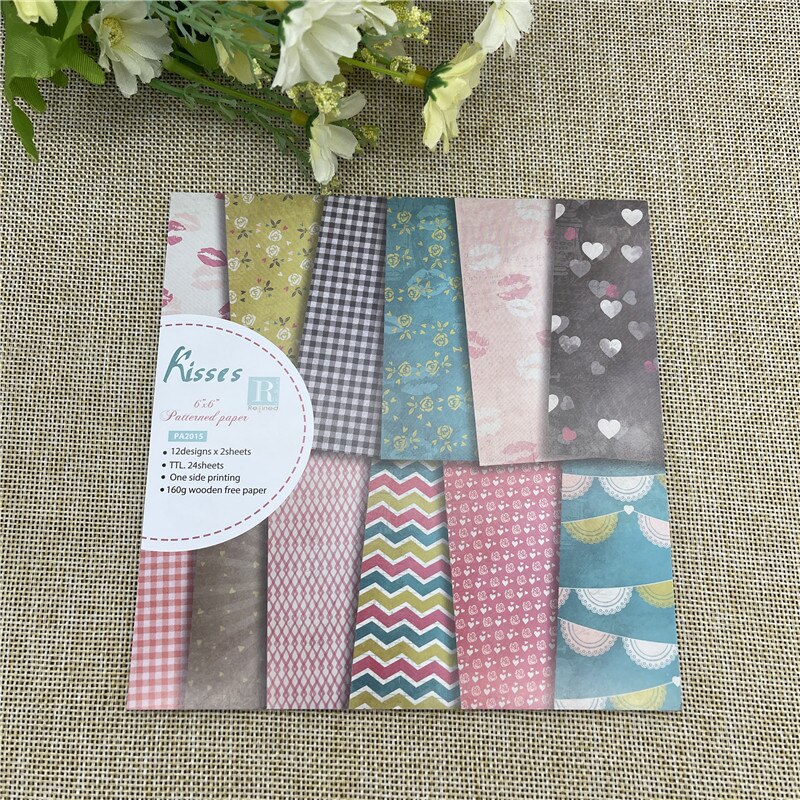 24 sheet 6"X6" Kisses heart tale patterned paper S... – Vicedeal