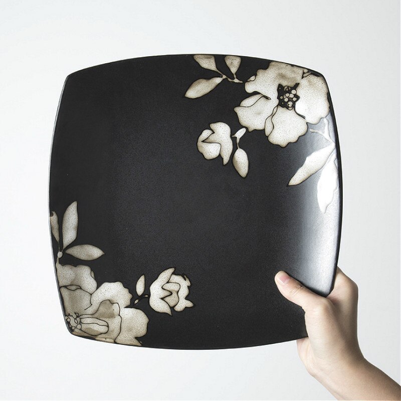 Ceramic Breakfast Plates Food Dish Dinnerware Blac... – Grandado