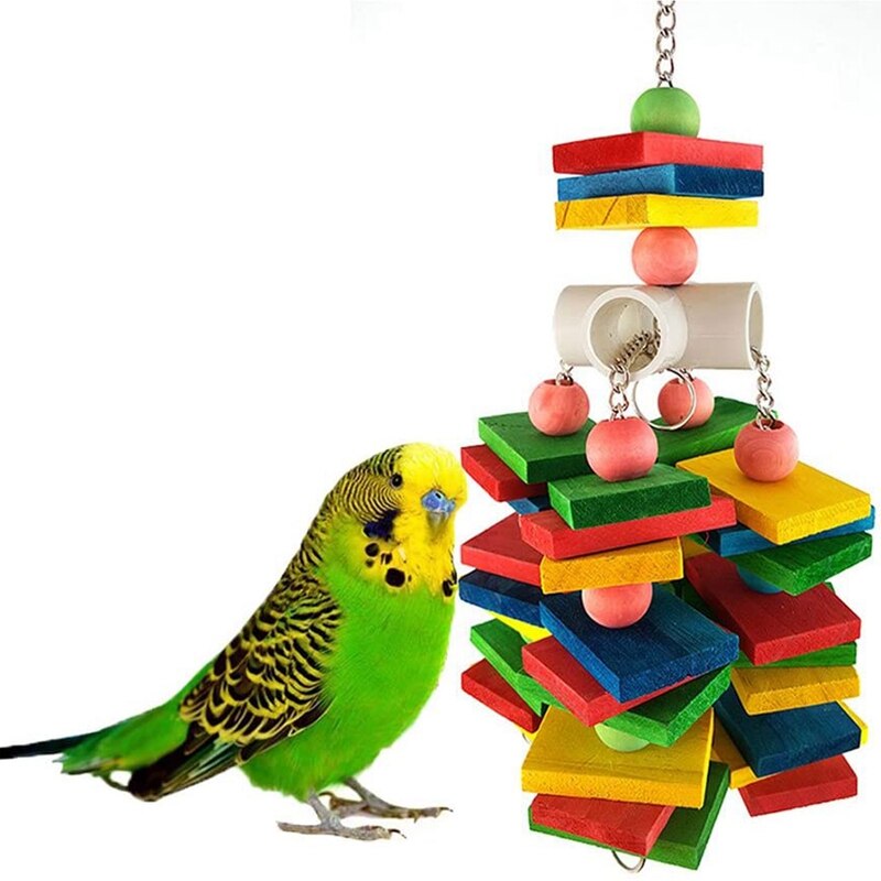 Bird Chewing Toy - Parrot Cage Bite Toys Wooden Bl... – Grandado