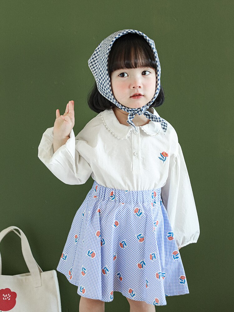 Spring Children Wear Girls Roland Check Red Flower... – Grandado