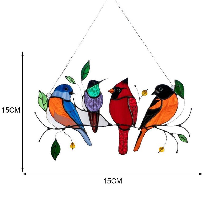 Birds Stained Glass Window Hangings Sun Catcher Bi... – Grandado