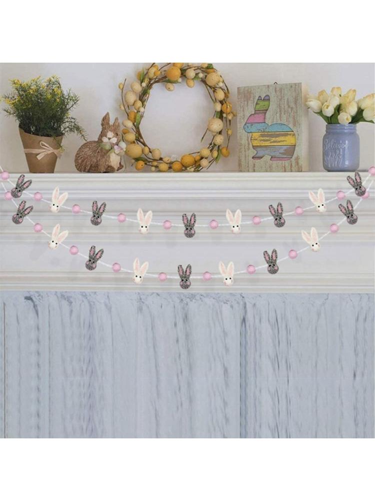 Wool Felt Rabbit Pom Pom Garland Party Home Orname... – Grandado