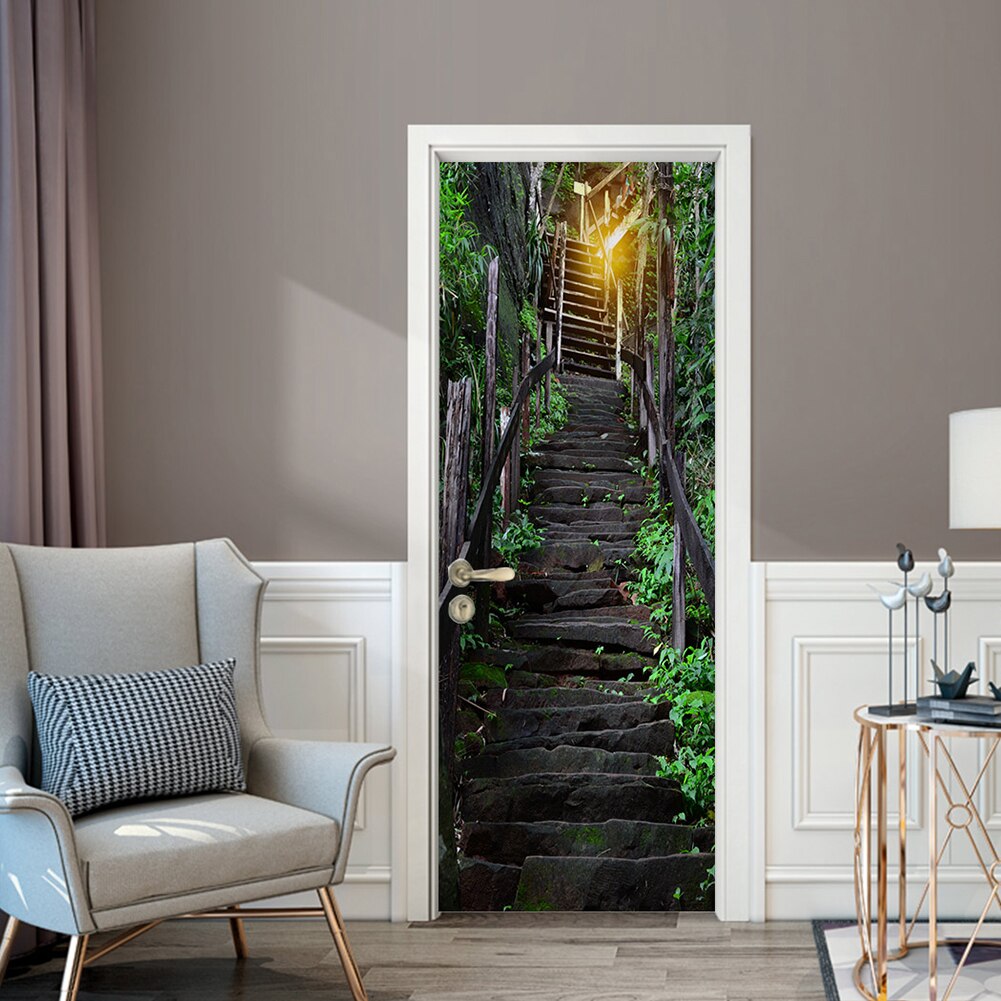 3D Landscape Alley Door Sticker Removable Mural De... – Vicedeal