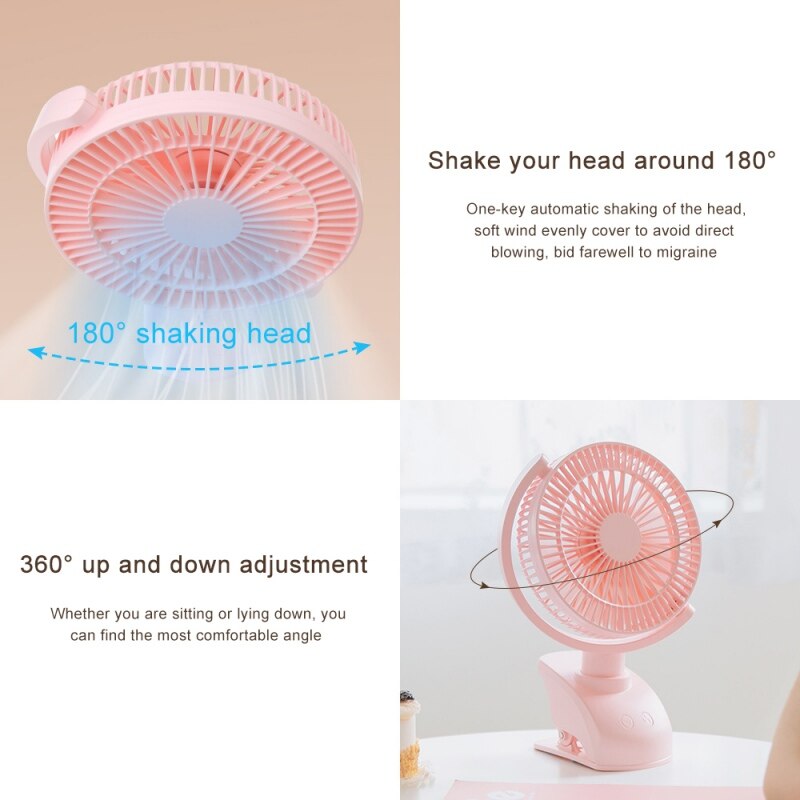 Automatic Head Shaking Desktop Fan USB Rechargeabl... – Grandado