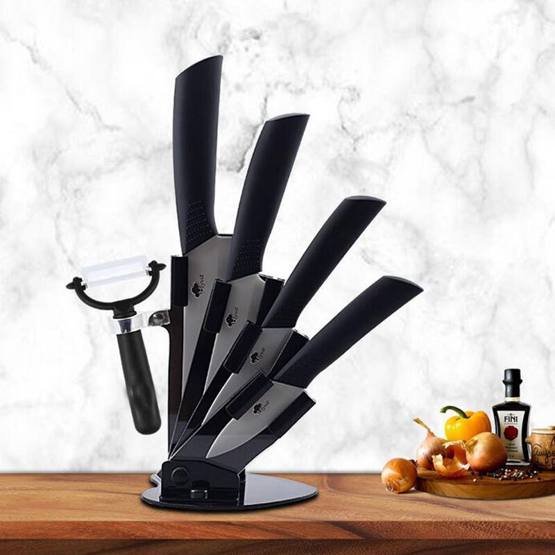 kitchen Knives Block Ceramic Knife Stand Black Acr... – Grandado
