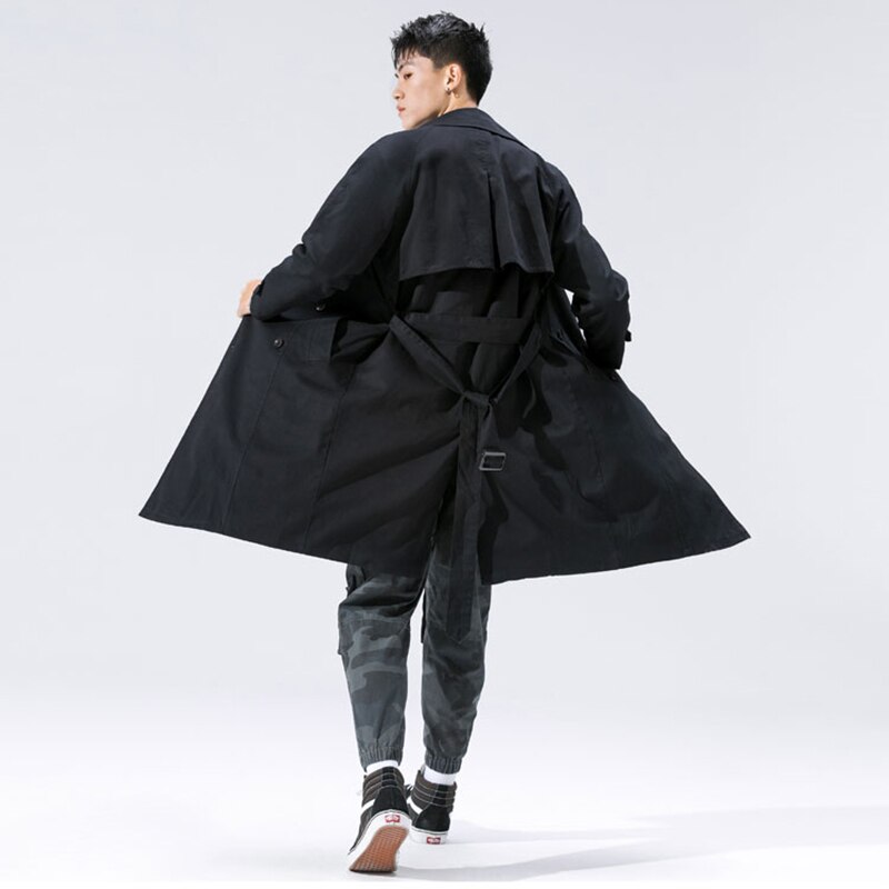 Trench Coat Men Double-breasted Long coat Manf Lap... – Grandado