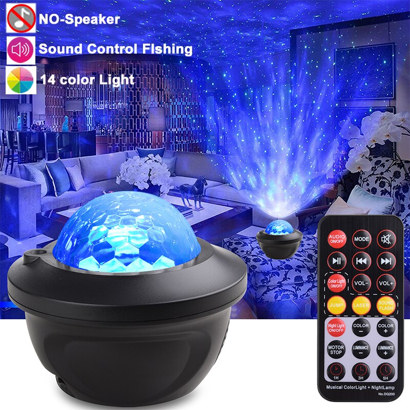 LED Star Galaxy Projector Ocean Wave Night Light R... – Grandado