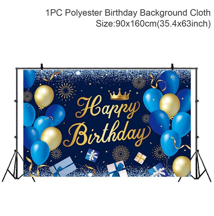 Happy Birthday Backdrop Girl Boy Large Black Gold ... – Grandado
