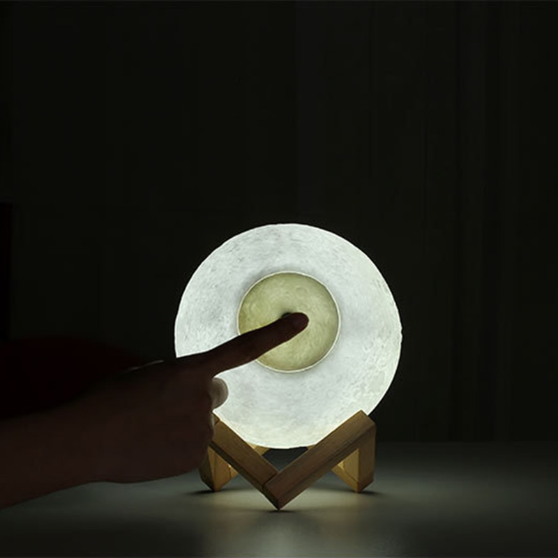 Moon Lamp 3D Print Night Light Rechargeable 3 Colo... – Grandado