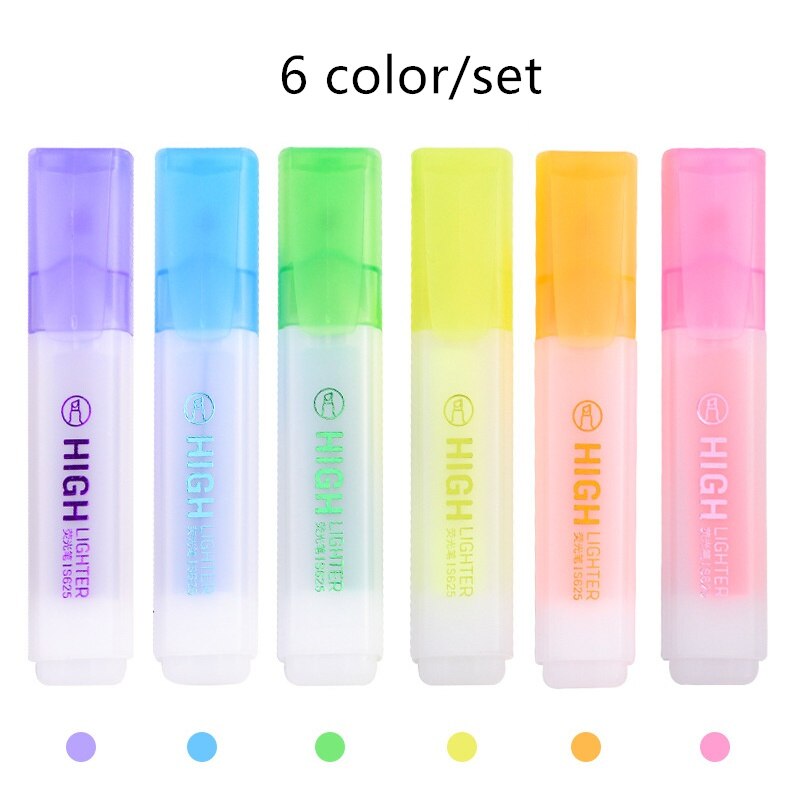6pcs Highlighter Pen Jumbo Fluorescent Marker Mild... – Grandado