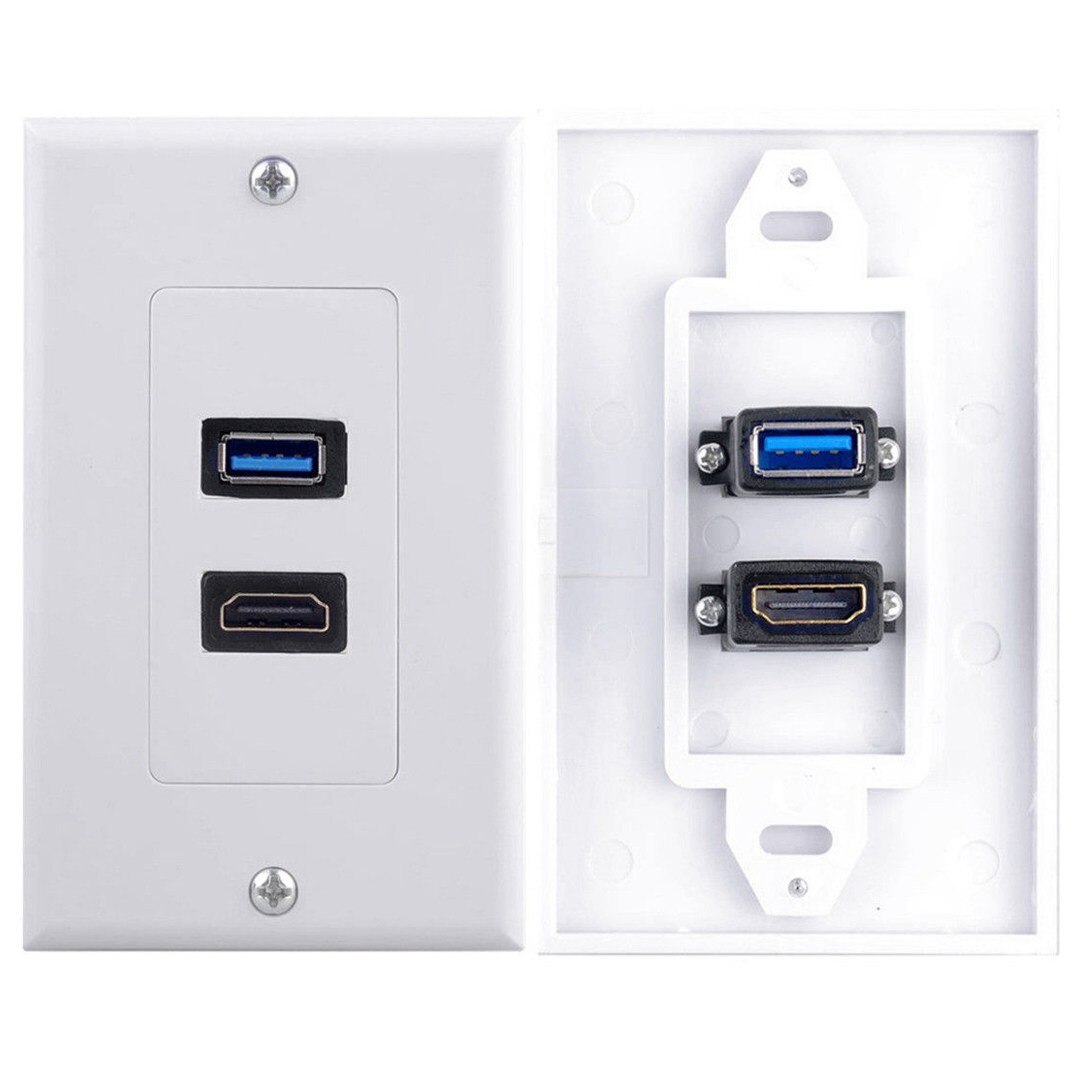 SHGO-1x 2Port HDMI+USB 3.0 Female Wall Face Plate ... – Grandado