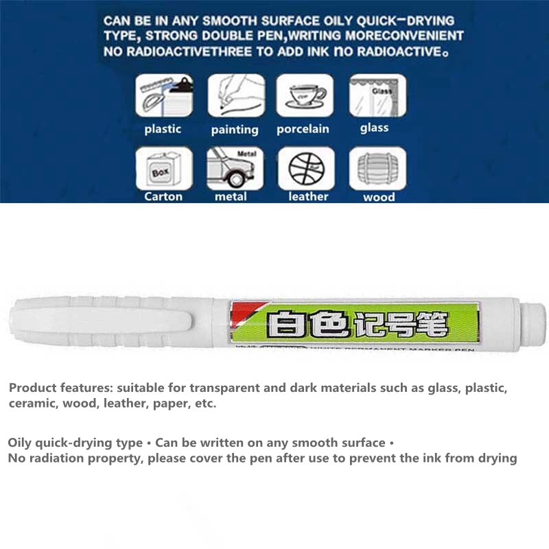 DIY Metal Permanent Paint Marker Pens 6mm White Pa... – Vicedeal