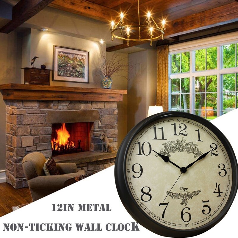 Digo Wall Clock 15 Inch Metal Silent Non-Ticking B... – Grandado