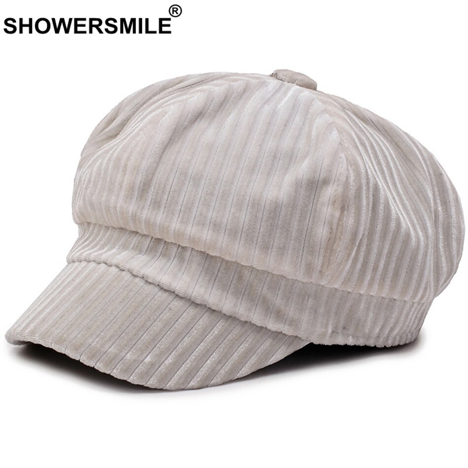 SHOWERSMILE Velour Hat Pink Newsboy Caps Women Sol... – Grandado
