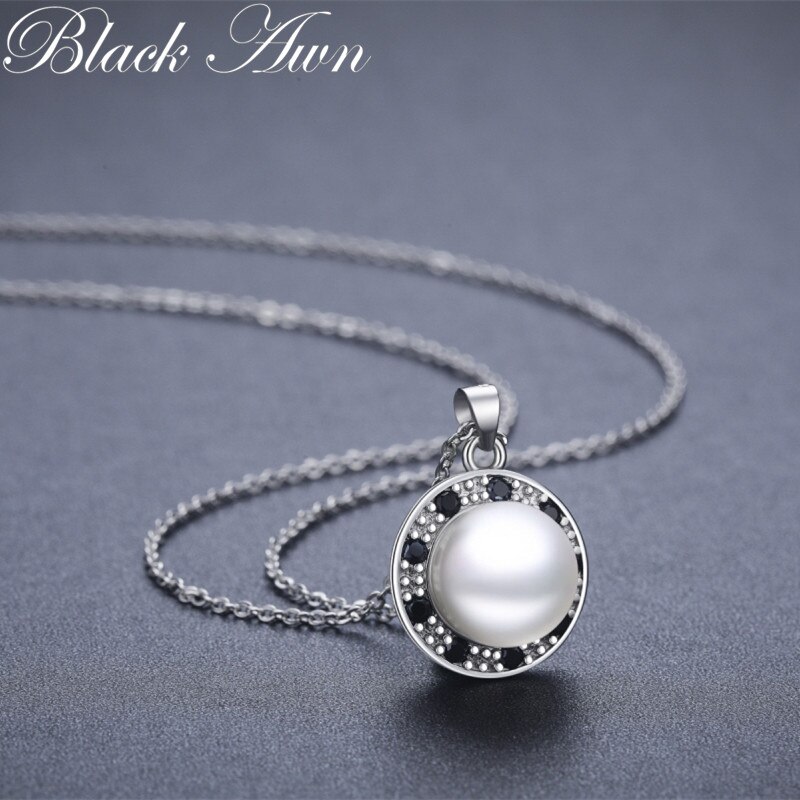 Collar de plata de AWN negro para mujer, Gargantil... – Grandado