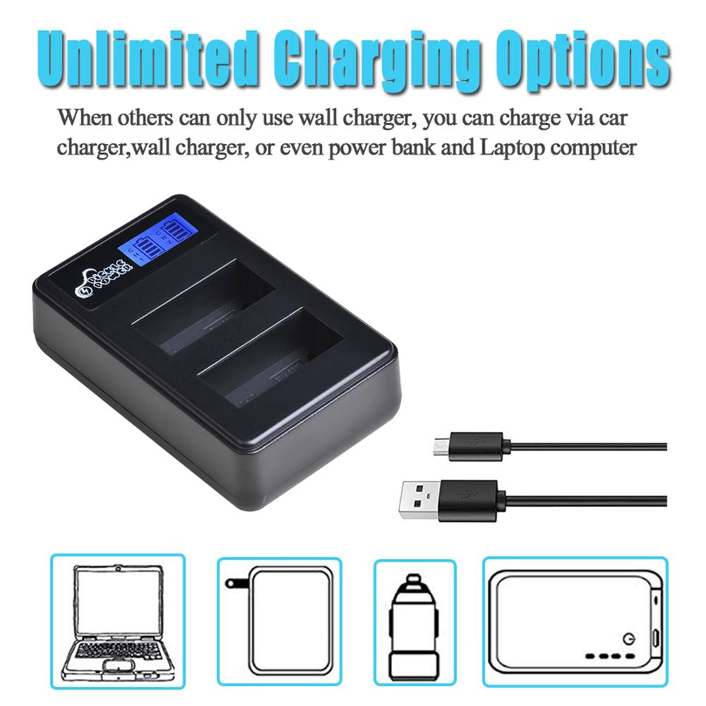 2 stk 1100 mah lp -e17 lpe 17 batteri og lcd usb d... – Grandado