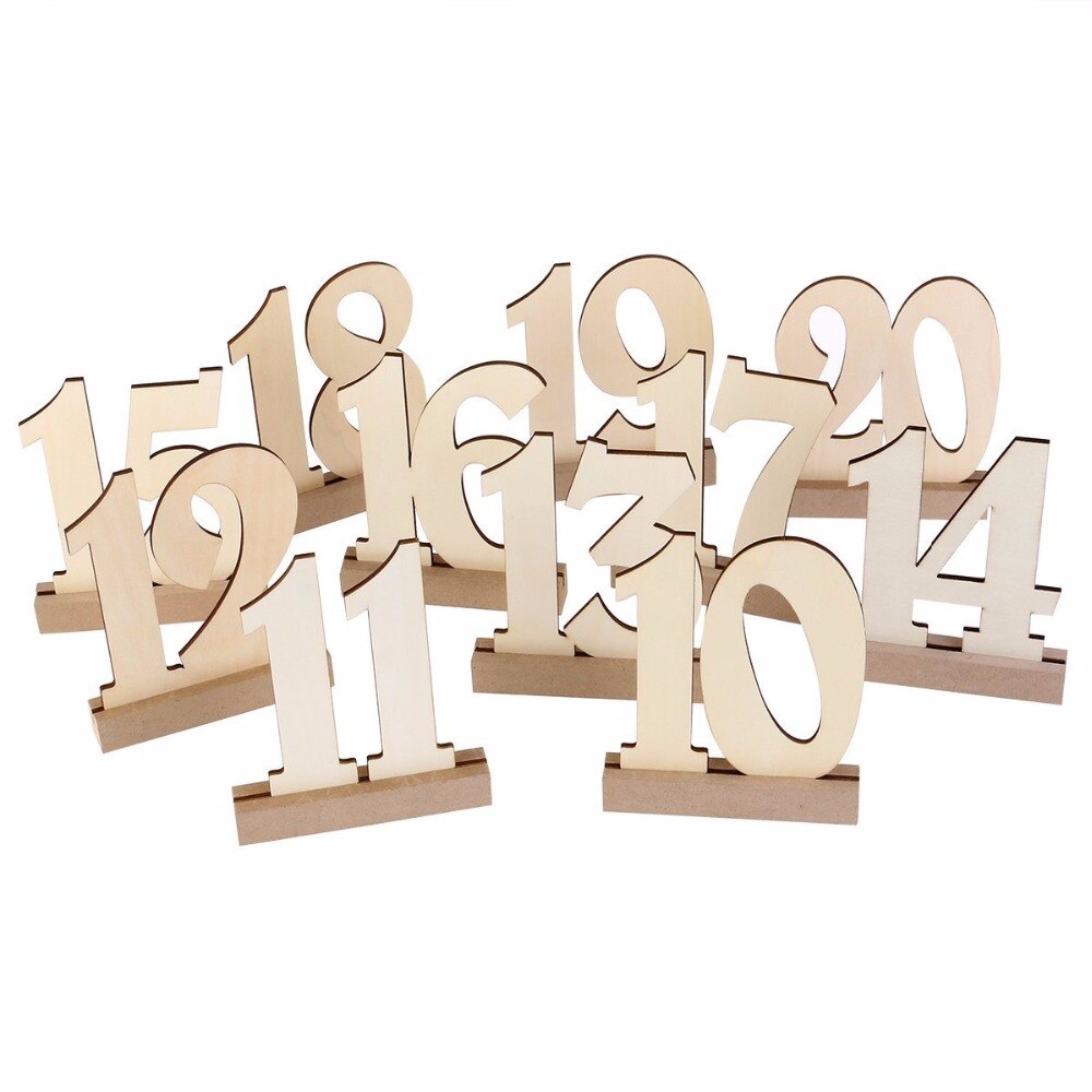 1-20 / pack Wooden party table number tag stand we... – Grandado