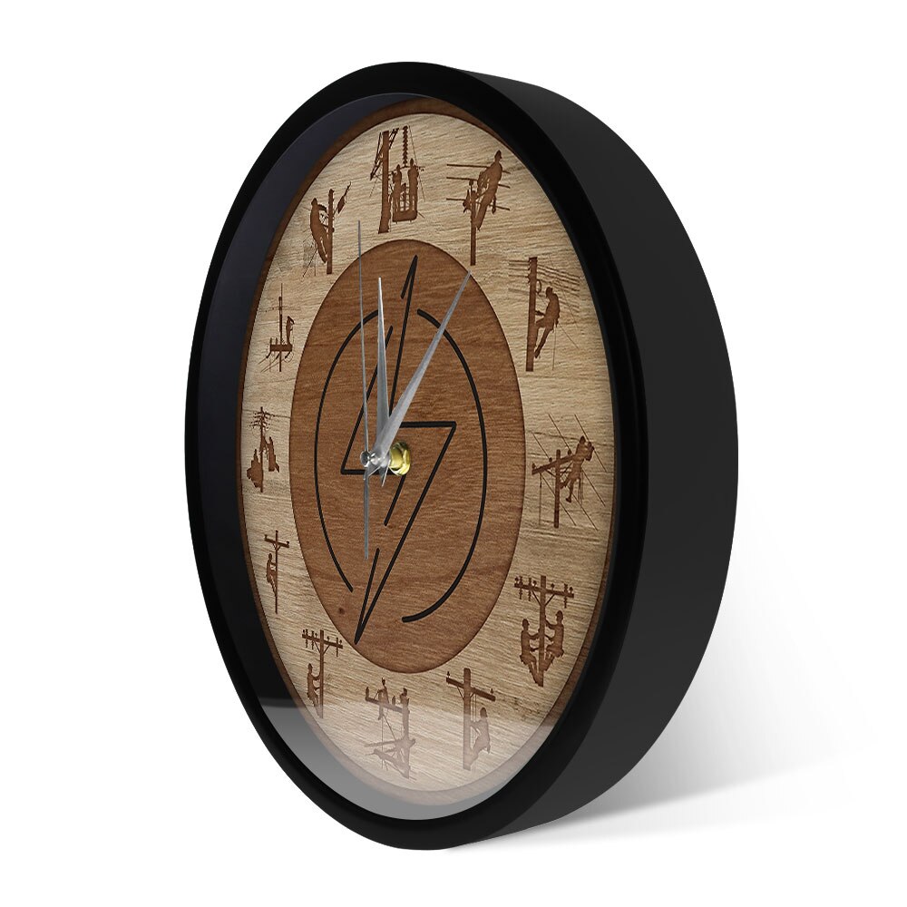Lineman Wood Texture Acrylic Printed Wall Clock Po... – Grandado