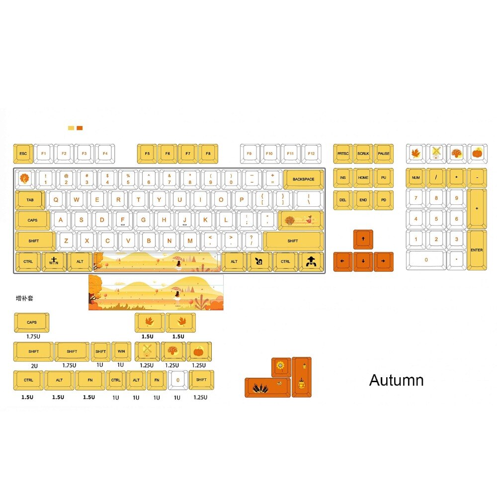 ZDA 129 Key Autumn | Dye Sub Thick PBT Keyset | AN... – Vicedeal