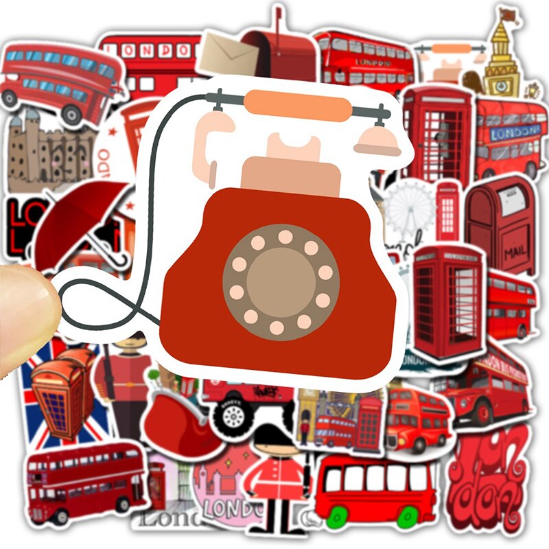 50 Pcs/Lot Waterproof London Red Bus Stickers Tele... – Grandado