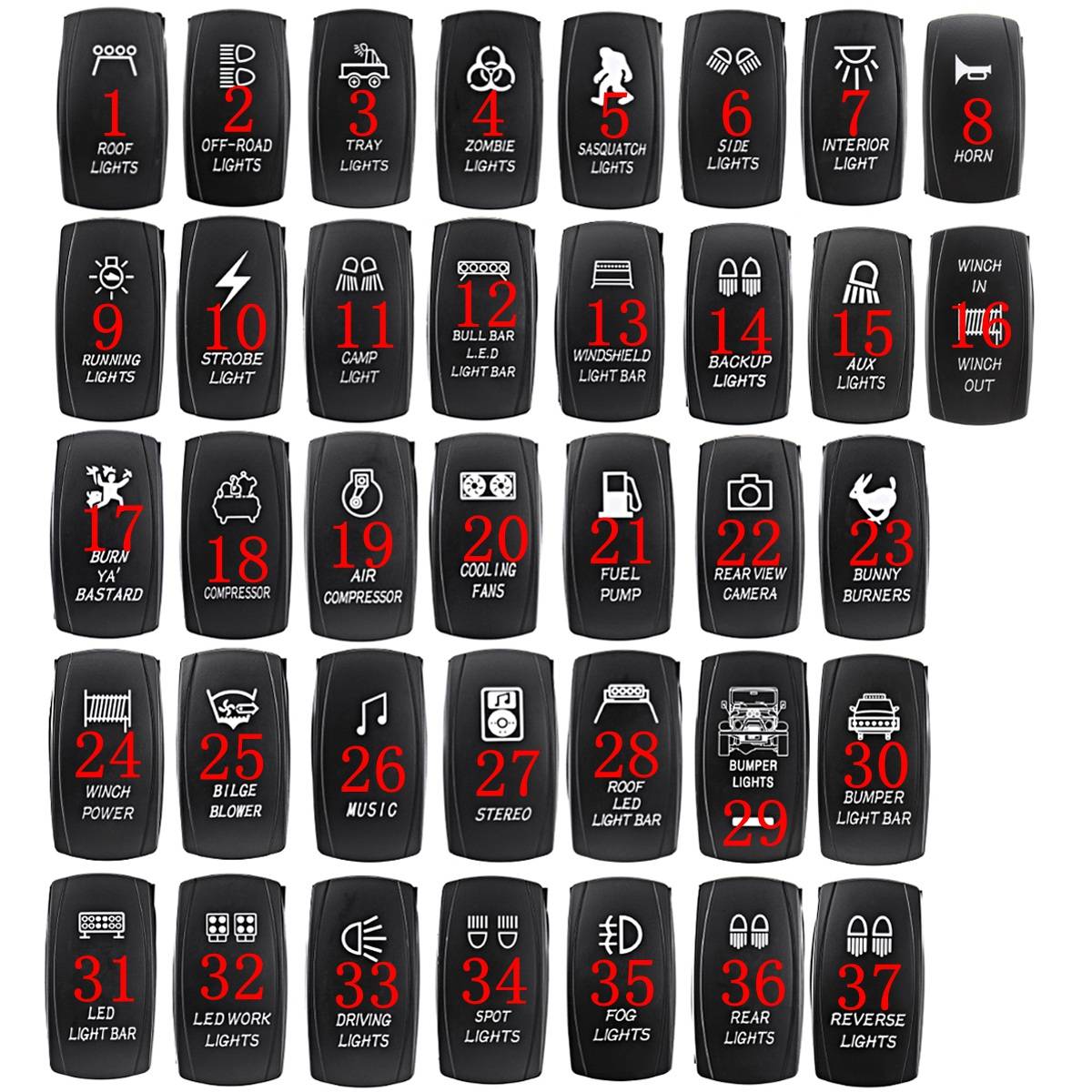 12V/24V Dual Blau LED Licht Rocker Switch Panel fü... – Grandado