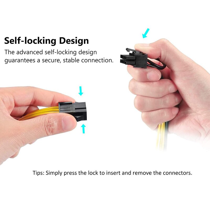 6 Pin to Dual 8 Pin PCIe Adapter Power Cables, 6 P... – Grandado