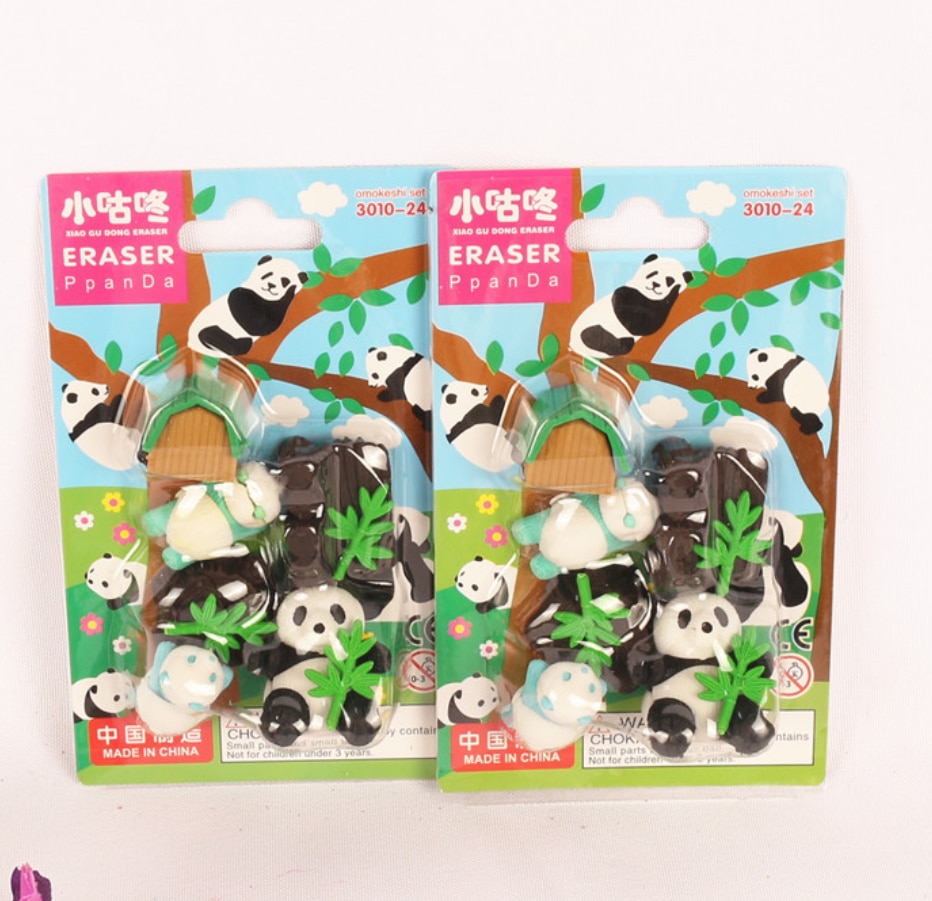 Eraser Set Cute panda house plant Writing Drawing ... – Grandado