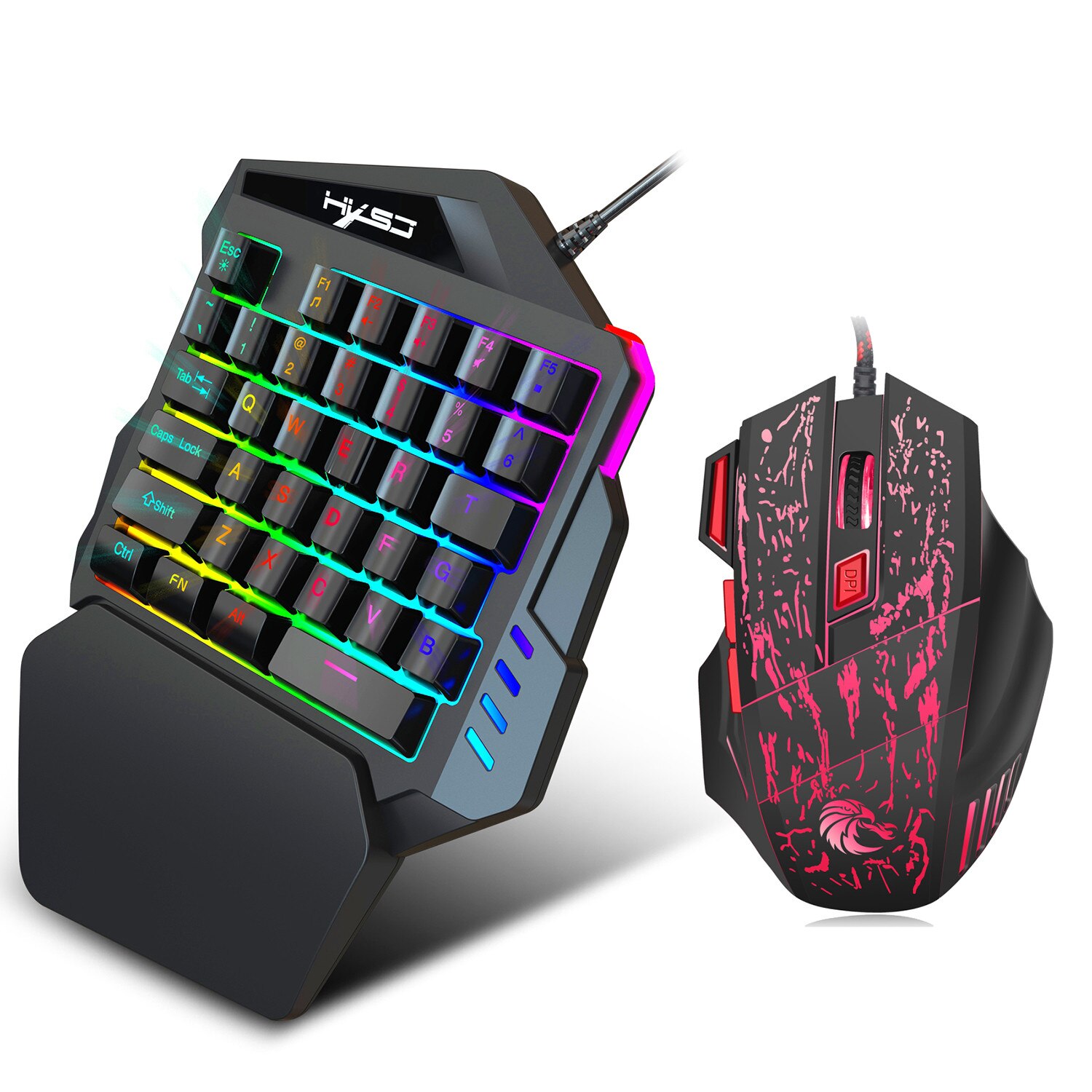 J50 Ergonomic Multicolor Backlight One Handed Game Vicedeal