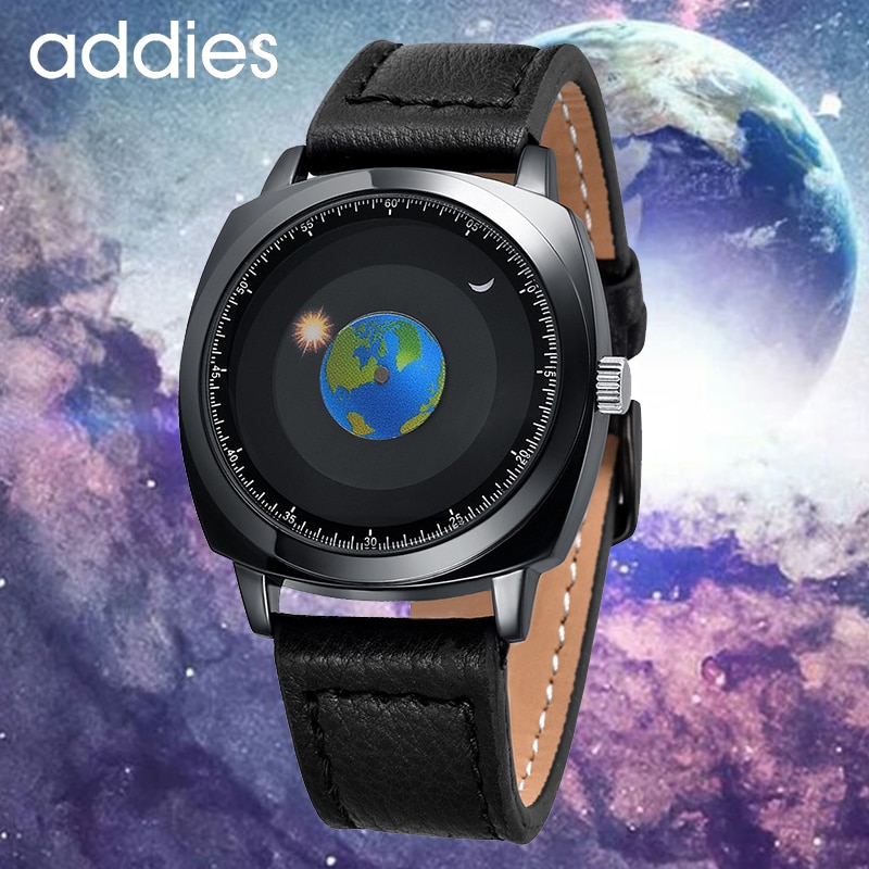 ADDIES Men Watches Rotation Earth Moon Sun Watch W... – Grandado