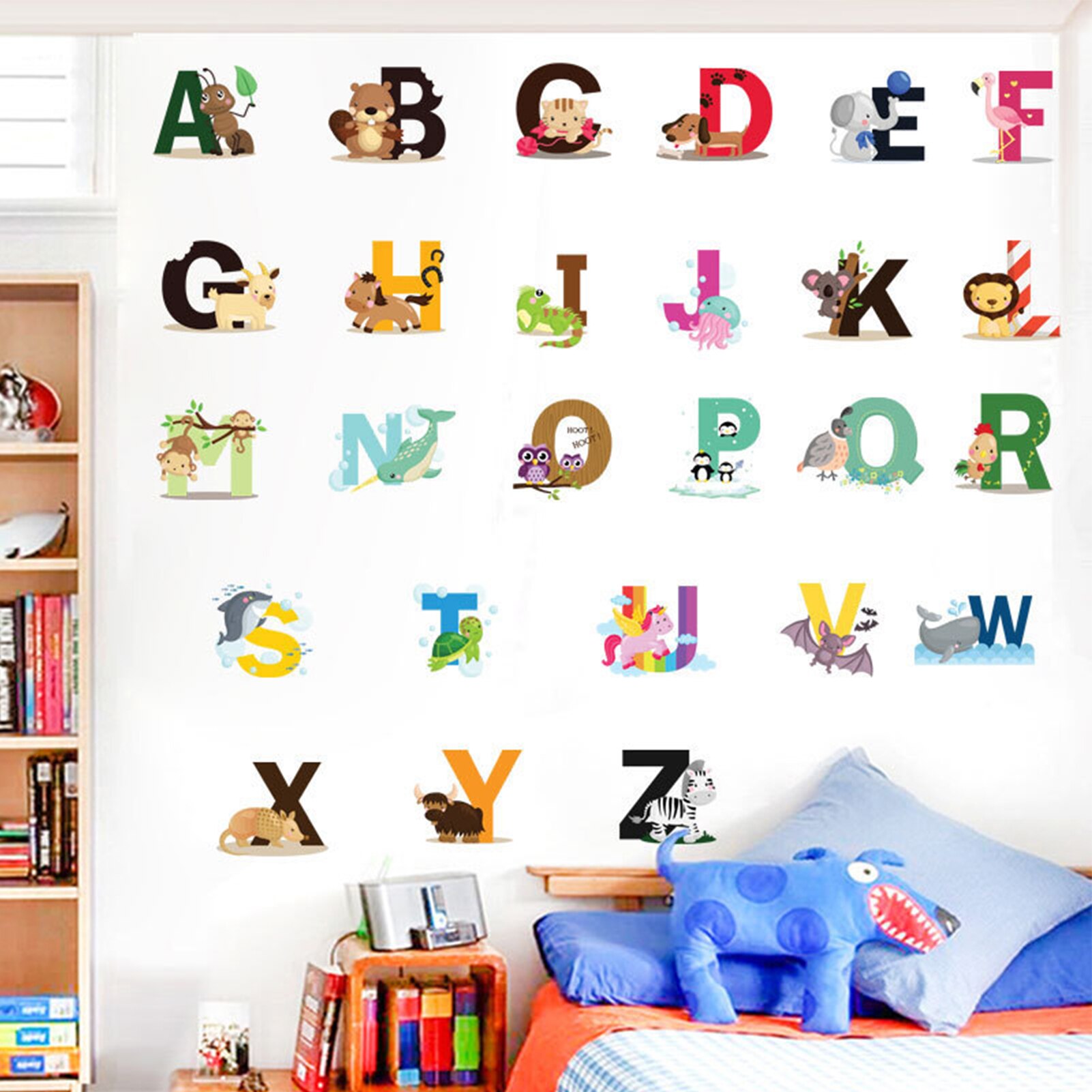 Alphabet Shaped Wall Decals DIY Letter Theme Kids ... – Vicedeal