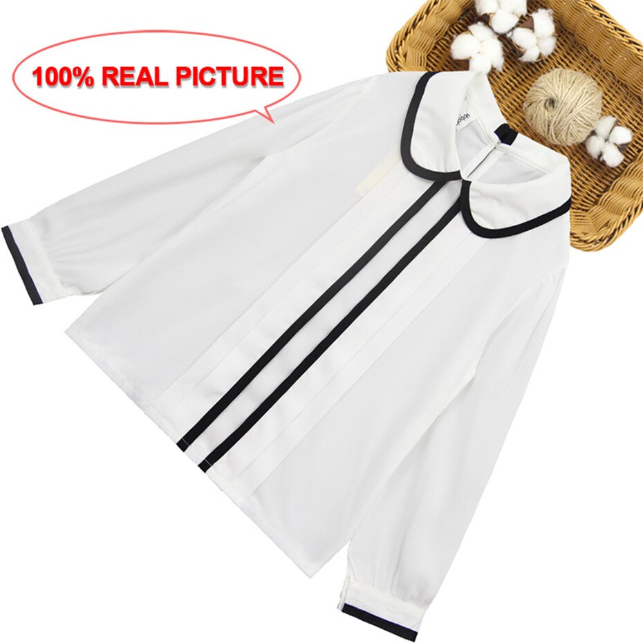 Girls White Blouse Patchwork Girl Shirt School Blo... – Grandado