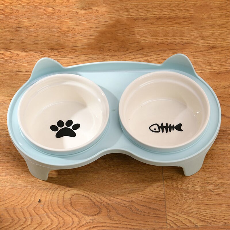 Ceramic Cat Dog Bowl Dish with Plastic Stand No Sp... – Grandado