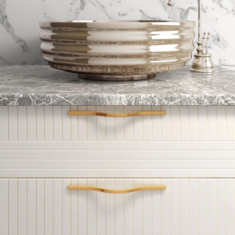 Line pattern / handle and Knobs European gold Hand... – Grandado