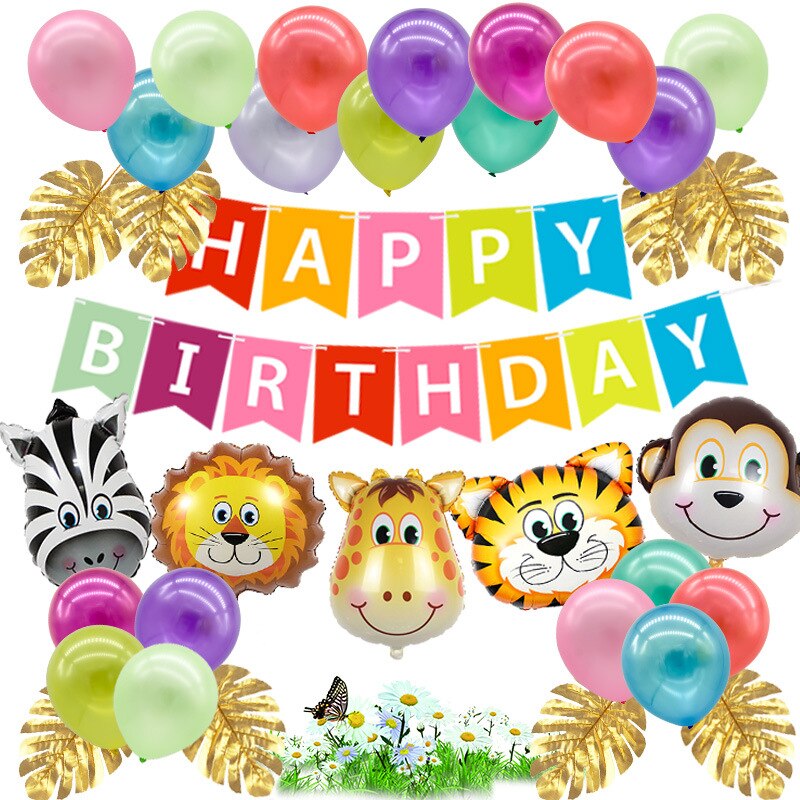 Birthday Arrangement Balloon Forest Animal Theme C... – Grandado