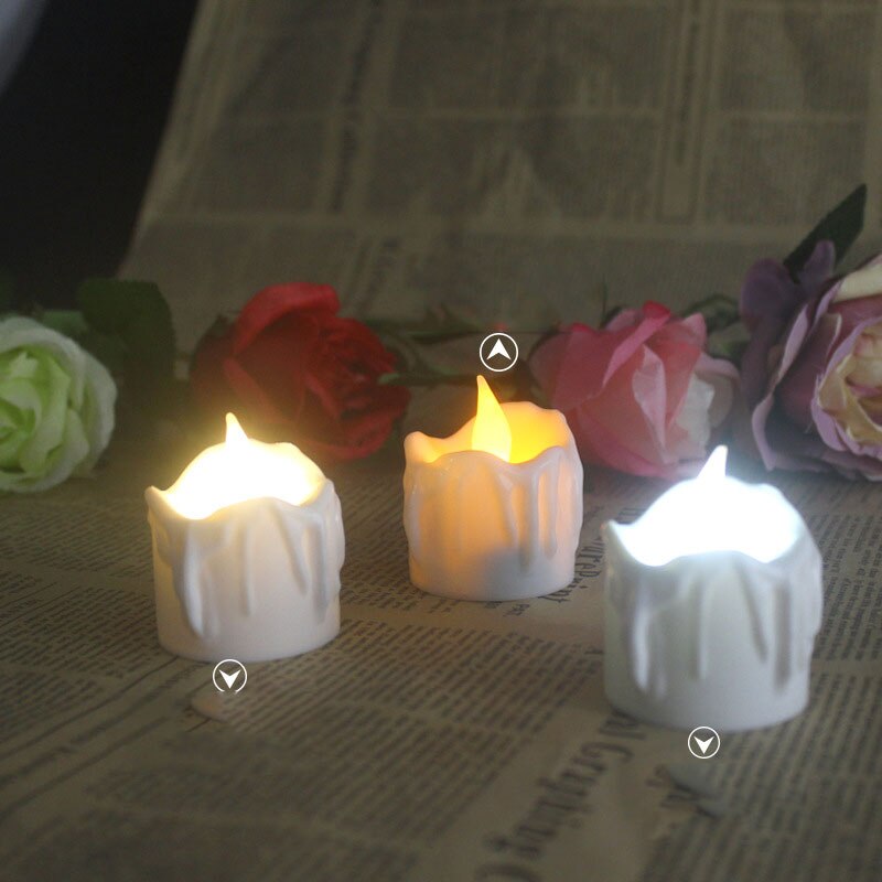 12 Pieces Yellow/White Flickering LED Flameless Re... – Grandado
