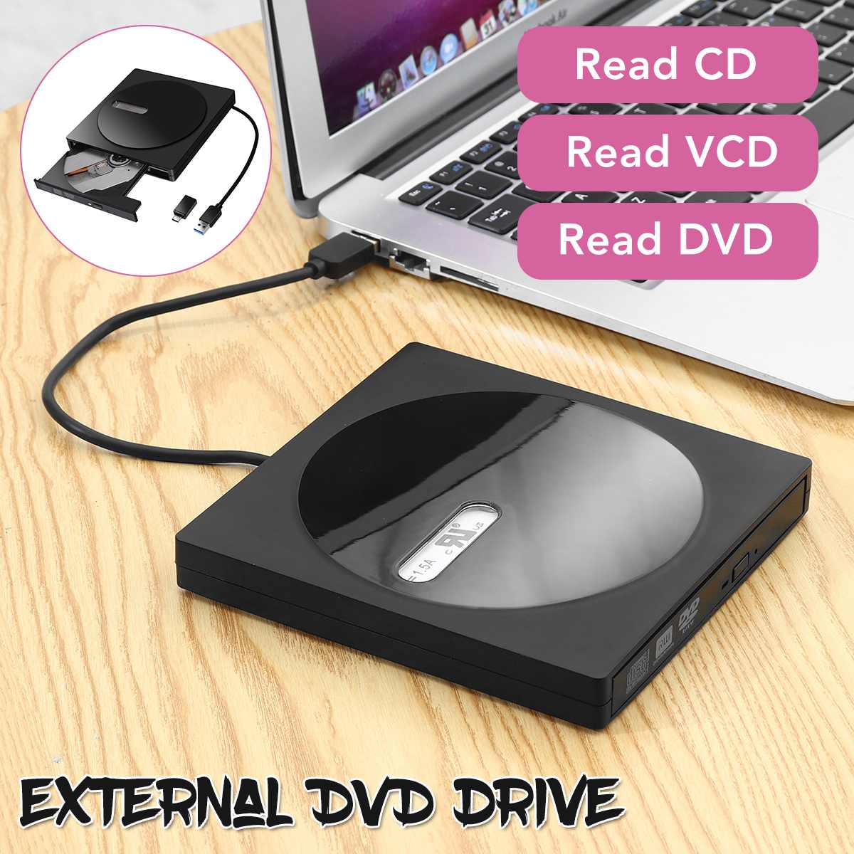 USB 3.0 TYPE C External Combo DVD Drive CD/VCD/DVD... – Grandado