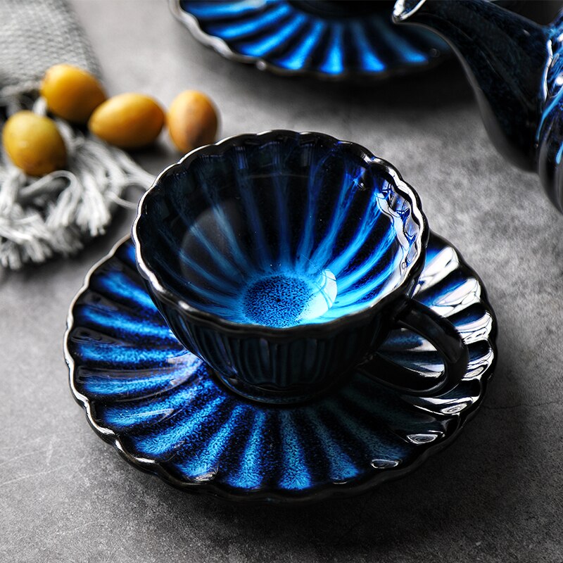 ANTOWALL Kiln Glaze Blue Ceramic 180ml Traditional... – Grandado