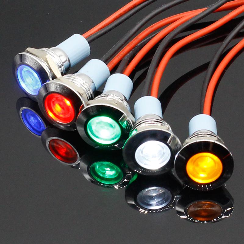 12mm Waterproof Metal Flat Round Indicat Signal la... – Grandado