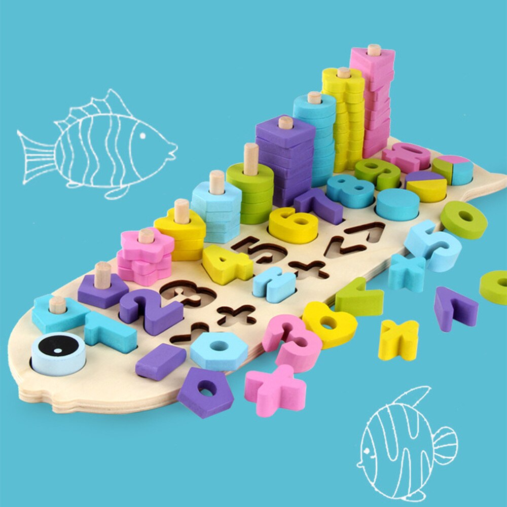 Kids Wooden Block Toys Geometric Assembling Blocks... – Grandado