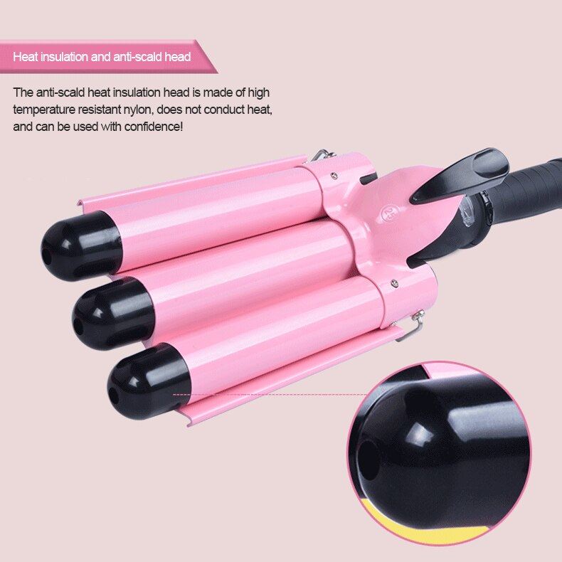 Rosa Farbe Drei-stick Curling Eisen LCD Temperatur... – Vicedeal
