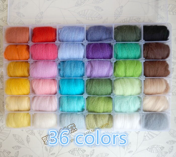 1 set mix 36 Wool Fiber Roving For Needle Felting ... – Grandado