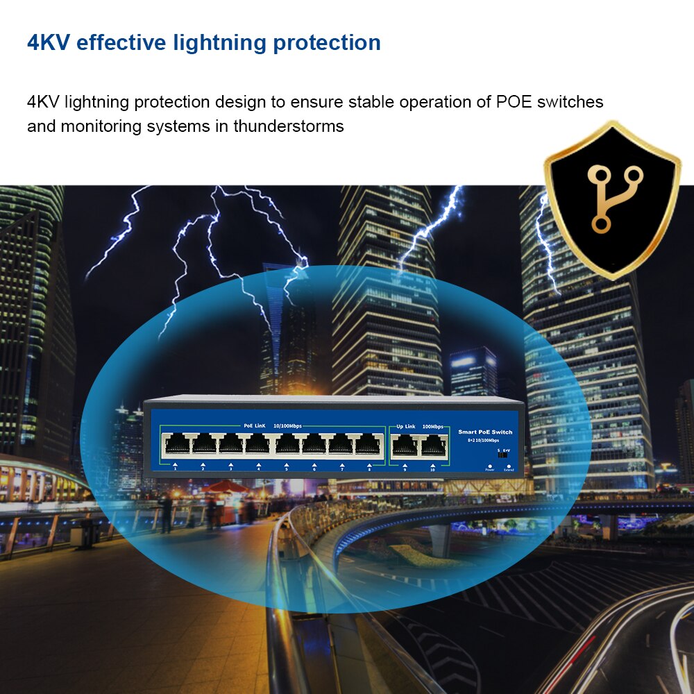 10 Ports POE Schalter 48V Power Over Ethernet Netz... – Vicedeal