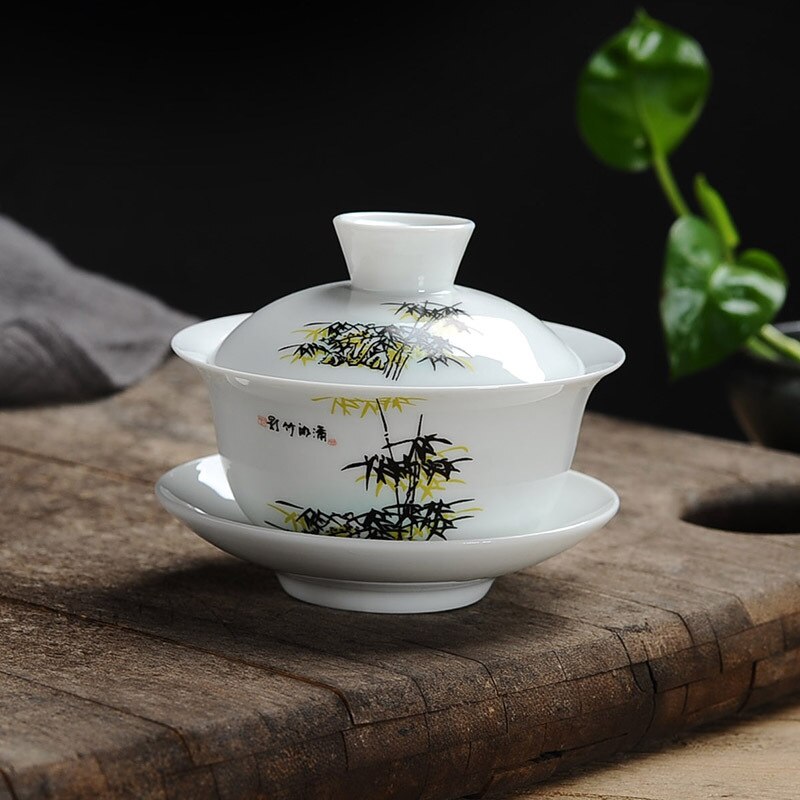 White porcelain gai wan tea set Beautiful and easy... – Vicedeal