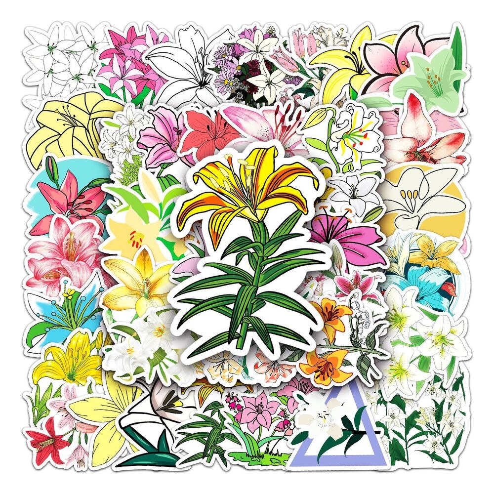 10/50PCS Garden Flowers Stickers Lily Flower Ins D... – Vicedeal