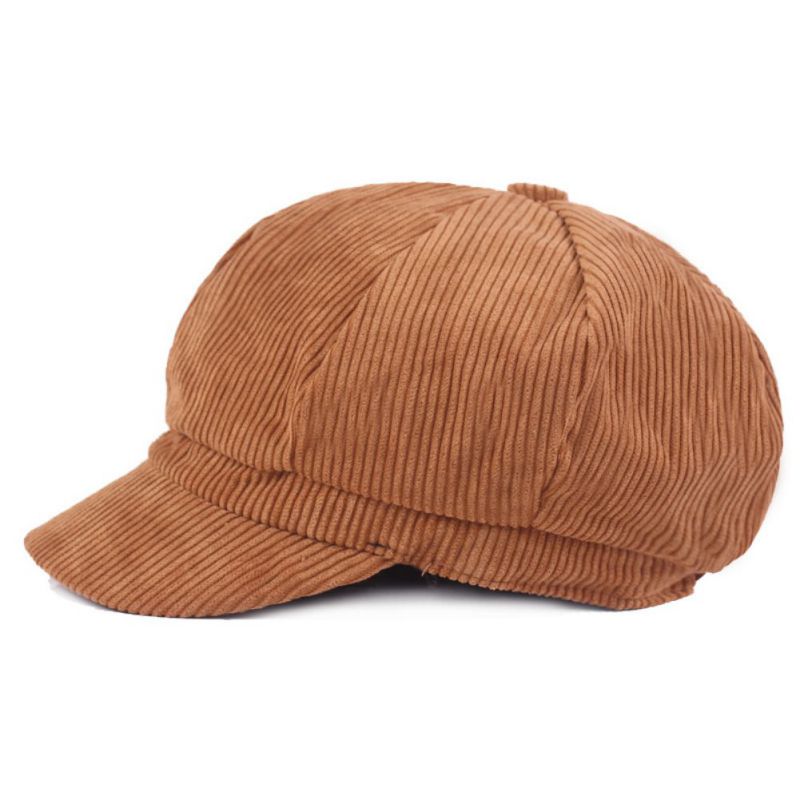 Vintage Corduroy Elasticity Peaked Cap Solid Color... – Vicedeal