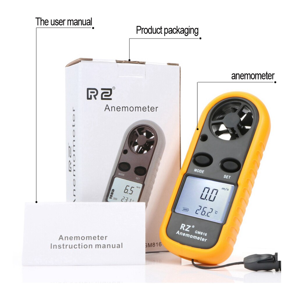 GM816 Anemometer Wind Speed Mini Air Velocity Airf... – Vicedeal