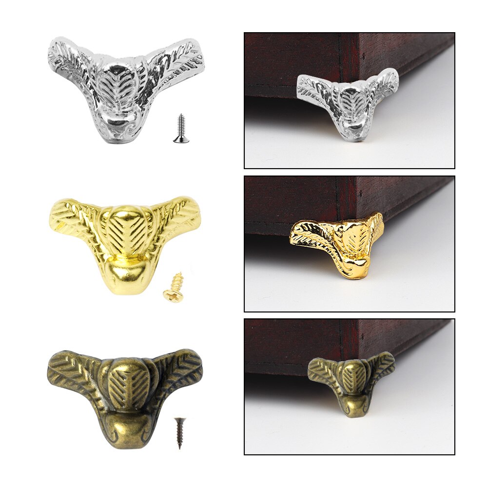 4PCS Antique Wood Box Feet Leg Corner Brackets Triangle Rattan Carved ...